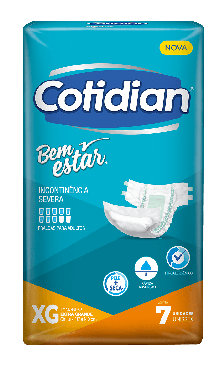 FRALDA COTIDIAN BEM ESTAR XG 7 UNIDS - Loja Softys