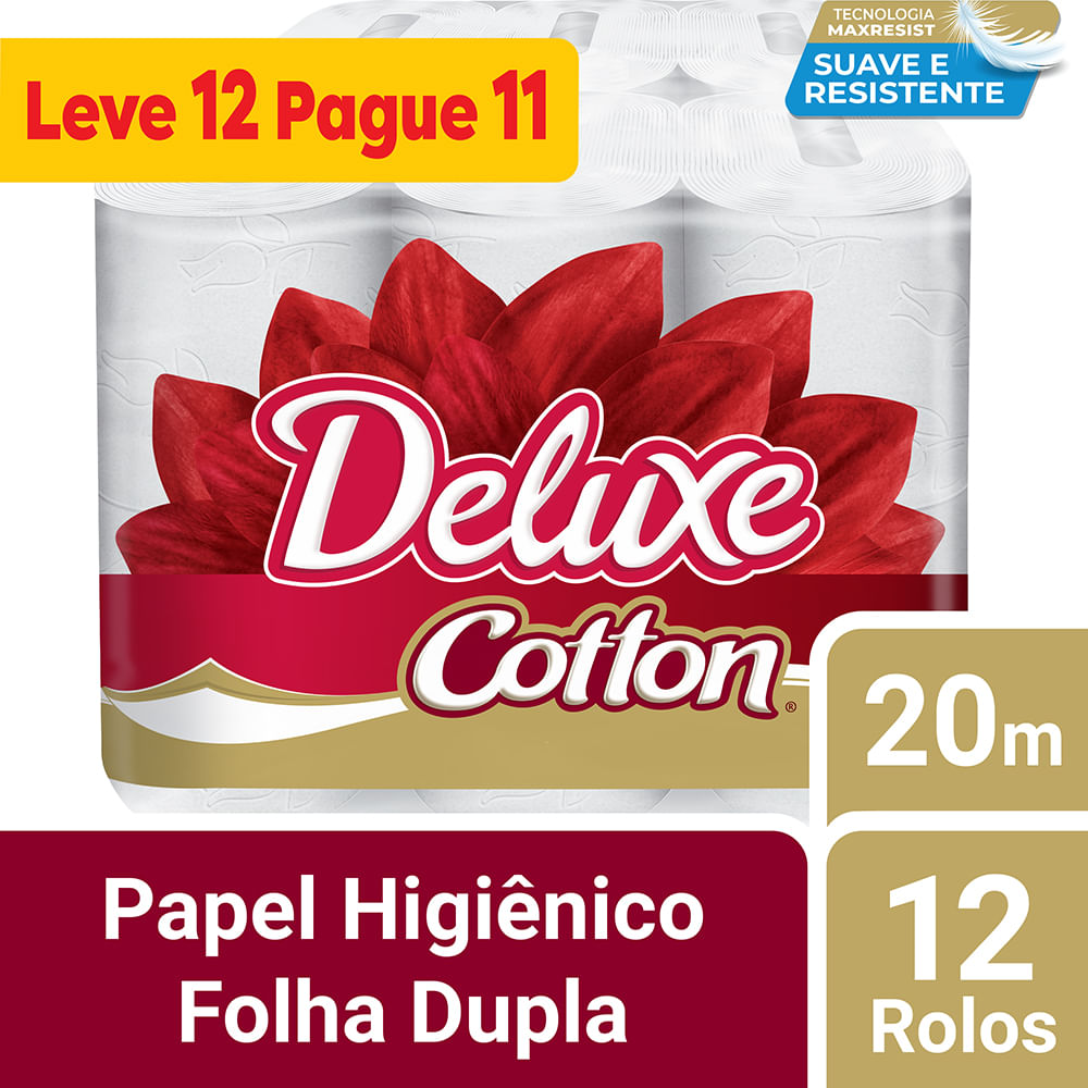 Papel Higiênico Deluxe Folha Dupla 12 Rolos 20 Metros - Loja Softys